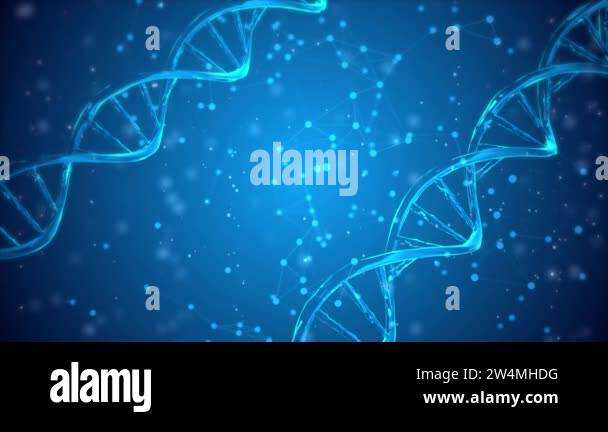 Wireframe DNA molecules structure mesh on soft blue loop background 4k ...
