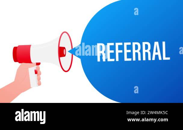 Referral program megaphone banner in 3D style on white background ...