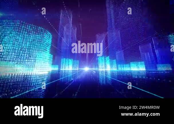 Digital City: The City Of The Future. Futuristic Buildings Outlined And ...