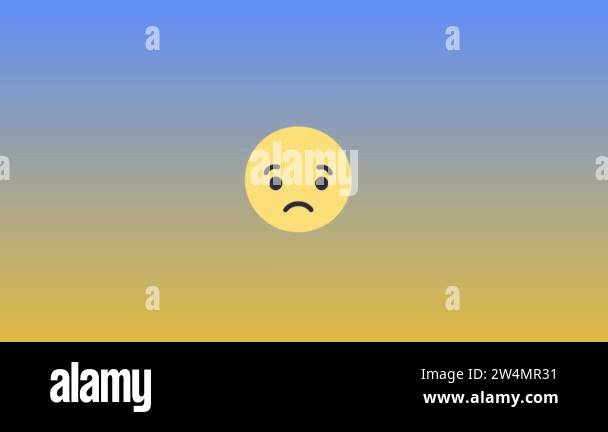 A Bounce motion of sad social media emoticon crying behind blue ...