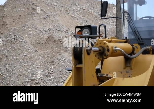 Close up of a hydraulic piston system for bulldozers, tractors ...