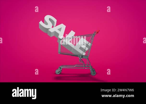 3d Shopping cart move to screen from right side position and move out ...