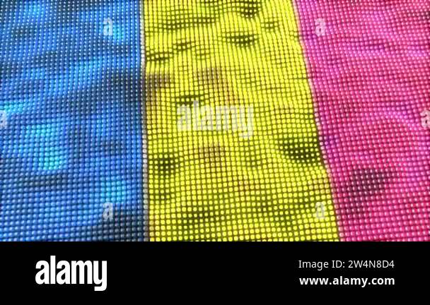 Web concept 60FPS Chad pixel flag waving, 3D 4K UHD seamless loopable ...