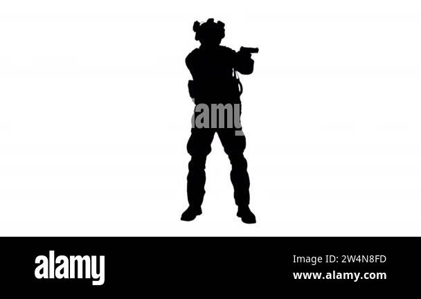 Army man pointing gun in multiple directions ready for combat, Alpha ...