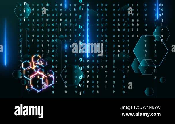 Polygon digital technology futuristic matrix numeric and blue laser ...