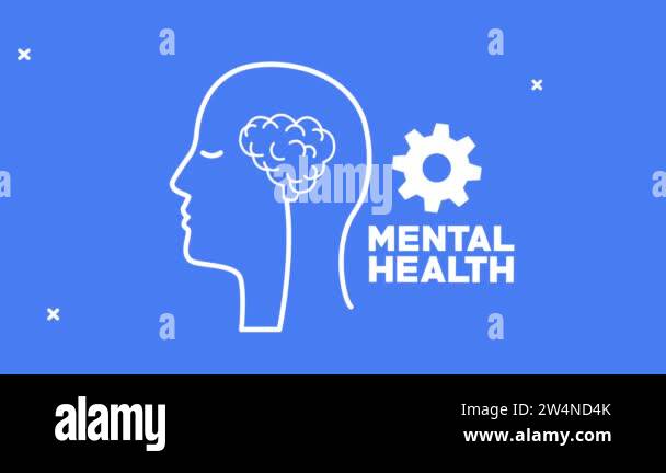 mental health animation with profile silhouette and brain Stock Video ...