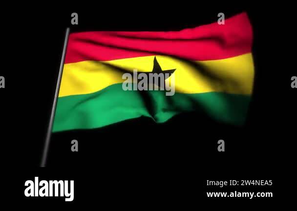 Ghana flag , Realistic 3D animation of waving flag. Ghana flag waving ...