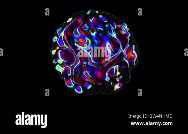 3D Abstract iridescent wavy sphere animation loop with transparent ...