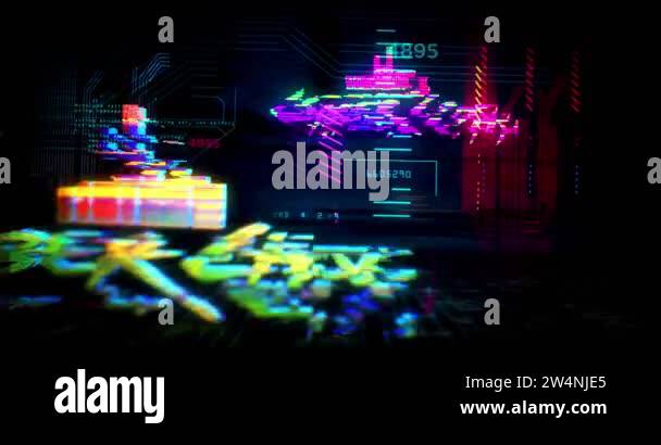 Cyber city futuristic cyberpunk style loop animation. Seamless and ...