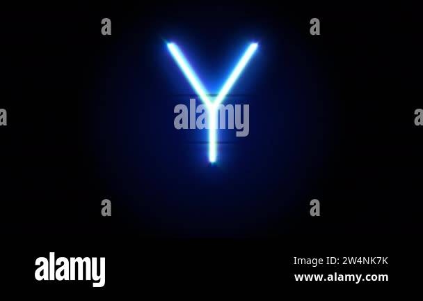 Neon font letter Y uppercase appear in center and disappear after some ...