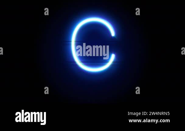 Neon font letter C uppercase appear in center and disappear after some ...