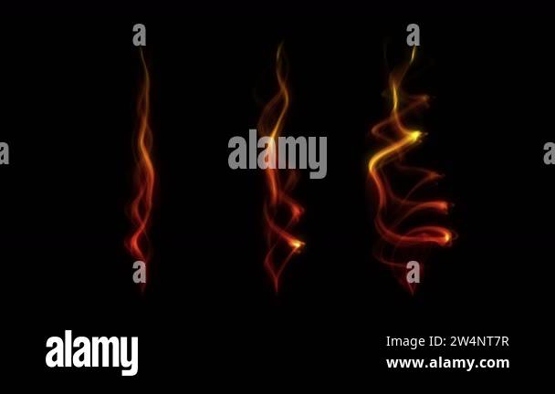 Set of realistic fire or flame animation. Orange fire collection ...