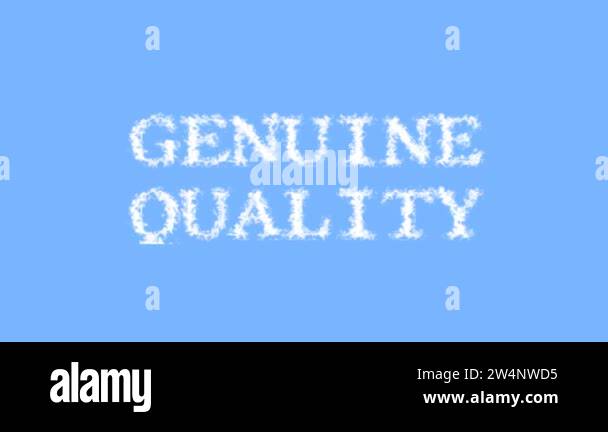 Genuine Quality cloud text effect sky isolated background. animated ...