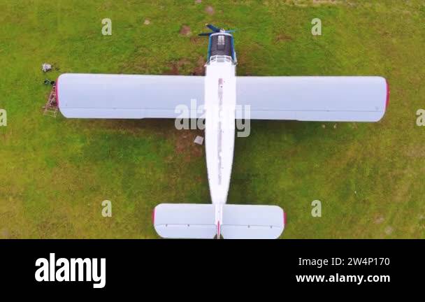 Light aircraft on the airfield. Top view Stock Video Footage - Alamy