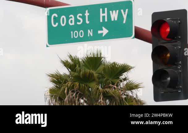 Pacific Coast Highway, historic route 101 road sign, tourist ...