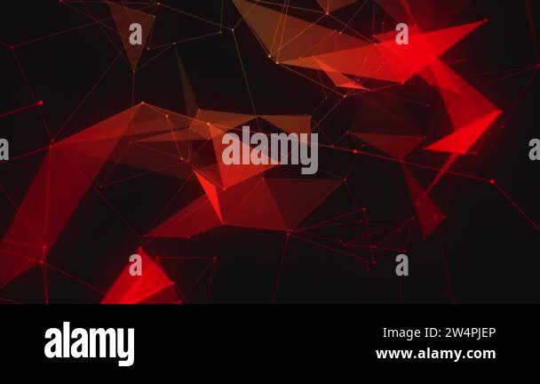 Motion animation of geometric shapes. Plexus effect. Chaotic movement of lines and points in ...