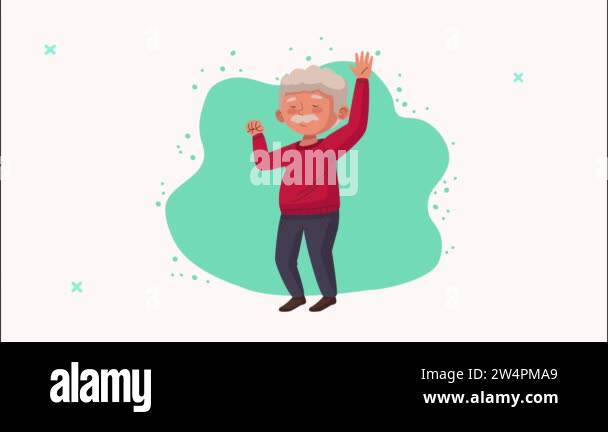 cute old man dancing animation character Stock Video Footage - Alamy