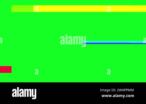 Glitch. Video Damage on a green screen. Visual video effects stripes ...