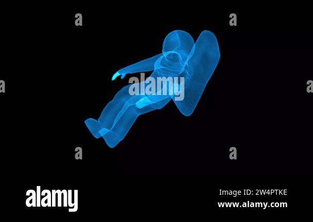 Schema wireframe astronaut 3d animation. Modern art with outer space ...