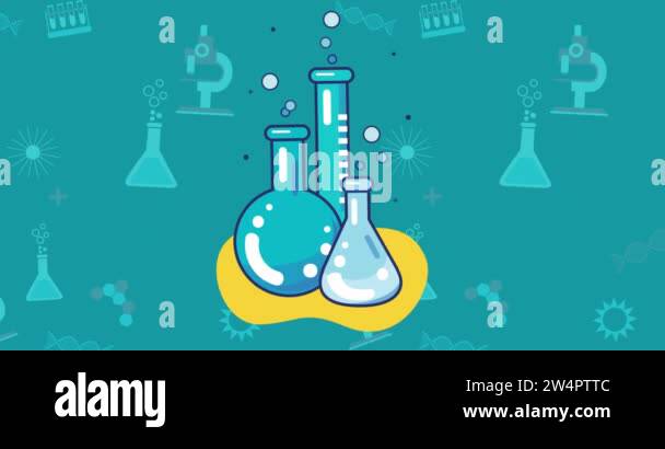 Animation of chemical pictogram over multiple floating chemical ...