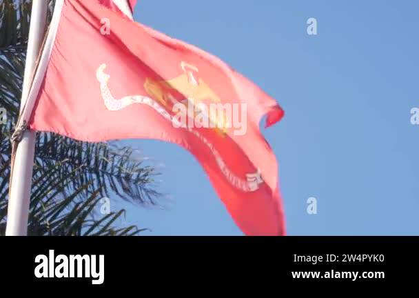 San Diego, California, USA - 25 Nov 2020: Red flag of the United States ...