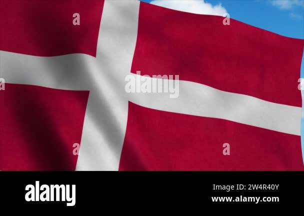 Denmark flag waving in the wind, blue sky background. 4K Stock Video ...