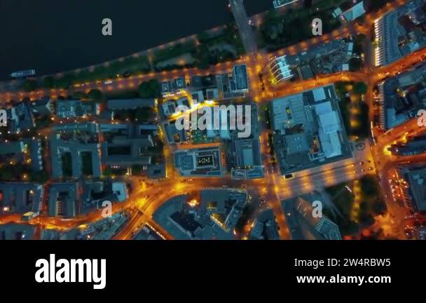 Hyper Lapse Time Lapse of Frankfurt am Main, Germay Night City traffic ...