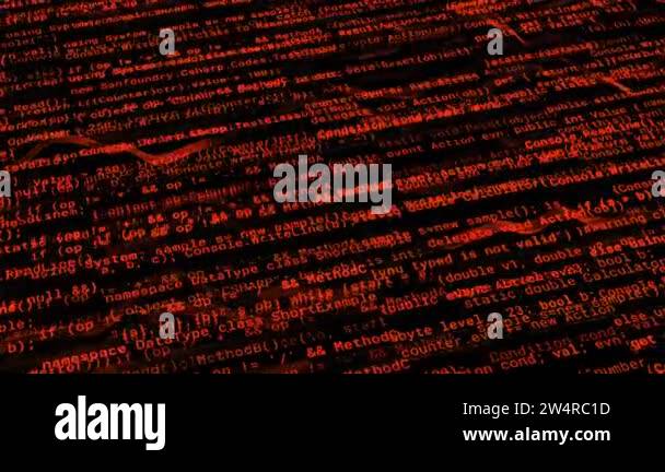 Symbols and names on black background. Animation. Storage inside matrix ...