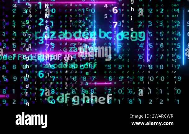 Matrix rainbow alphabet numeric vertical and horizental with magenta ...