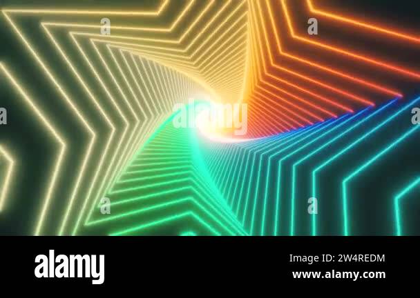 Retro Abstract glowing star tunnel video for edm music animation. Flight sci-fi tunnel seamless ...