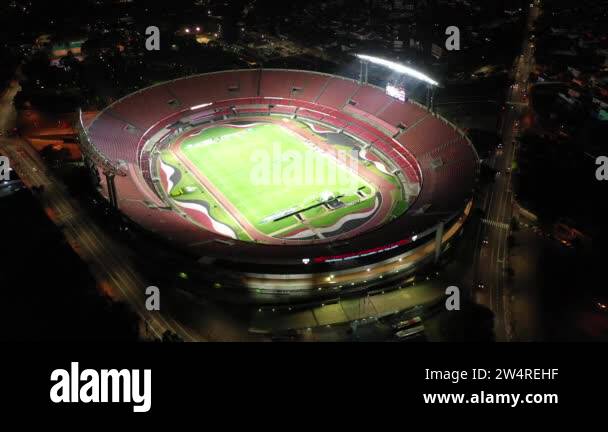 Sao Paulo, Brazil. Morumbi soccer stadium view. Illuminated scene at ...
