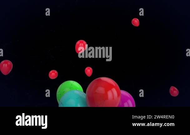 Animation of colourful balloons, with floating red balloons and ...