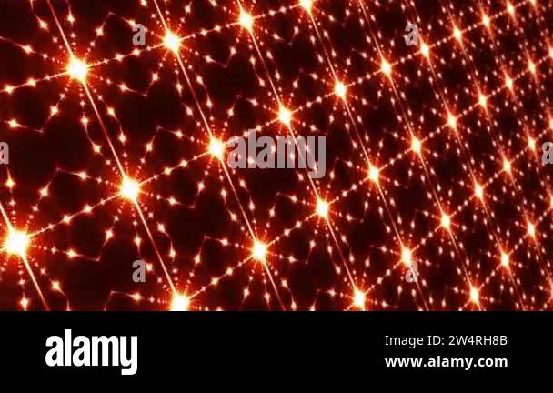 Abstract orange yellow glowing stars pulsing. 4K seamless loop ...