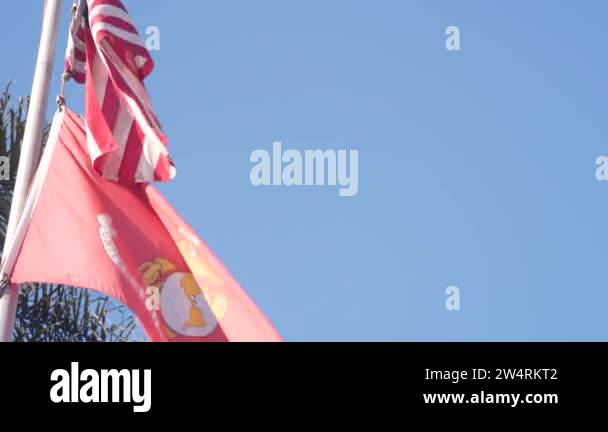 San Diego, California, USA - 25 Nov 2020: Red flag of the United States ...