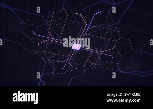 Process of automatically signal transmission on black background ...