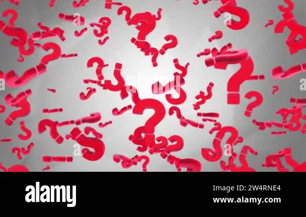 4K Ascending and rotating 3D gold question marks on Red loop background ...