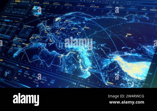 Perspective futuristic digital interface screen. Tracking location all ...