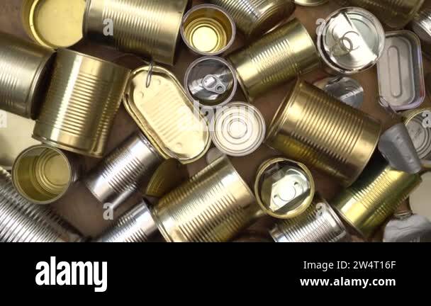 Metal waste sorting and recycle. Metal cans, aluminum, tin and steel ...