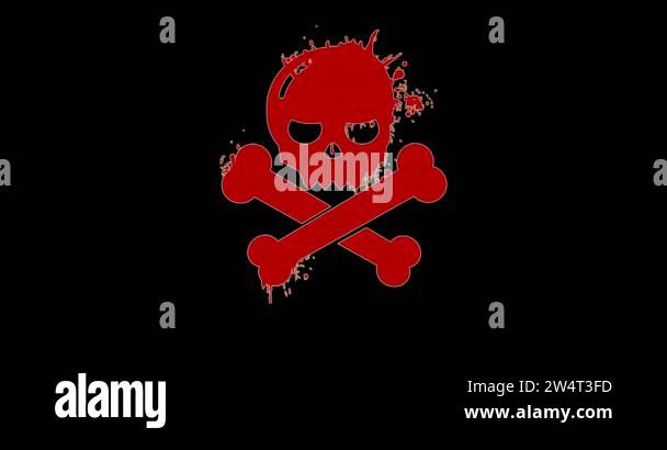 Skull symbol with distorted and glitch effect seamless and loop 3d ...