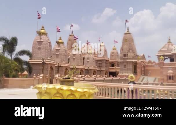 Swaminarayan temple from nilkanth dham poicha Gujarat India Stock Video ...