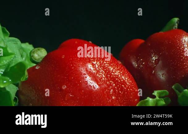 Zoom out macro footage of big crystals of sea salt on just washed fresh ...