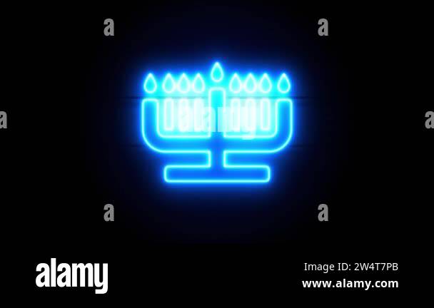 Menorah neon sign appear in center and disappear after some time ...