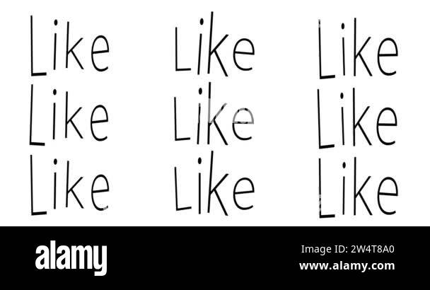 Animated white lettering word Like on transparent background. Moving ...