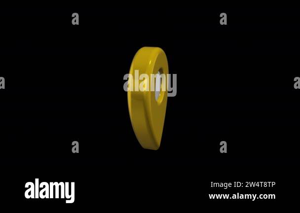 Map pointer yellow color. Geolocation mark 3d. Alpha channel. Looped ...