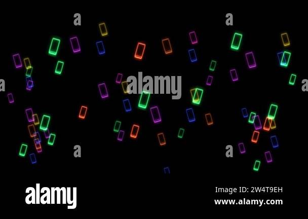 Rainbow smartphone slow flying all frame on black screen Stock Video ...