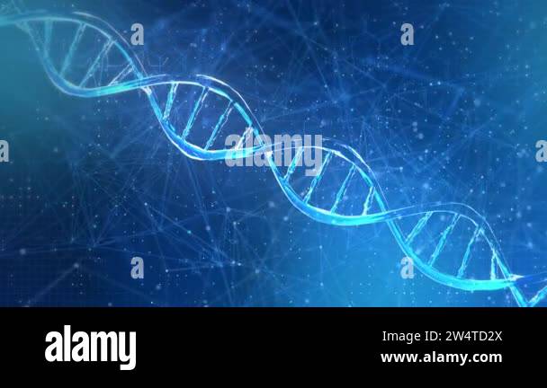 DNA molecule science digital, sequence, code structure with glow loop ...