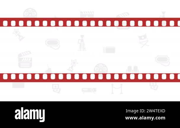 Cinema background with film strip and movie symbols. Abstract design ...