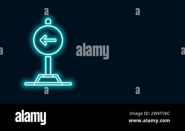 Glowing neon line Traffic sign turn left warning attention icon ...