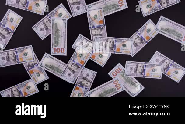 Falling Dollar banknotes. Seamless looped clip. Dollar bills falling ...