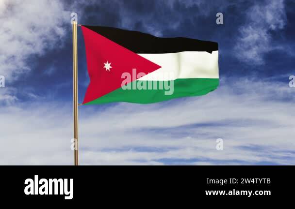 Jordan flag waving in the wind. Green screen, alpha matte. Loopable ...